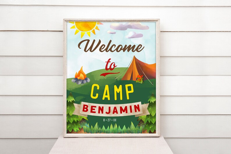 Editable Camping Birthday Party Sign Bundle Birthday Sign - Etsy