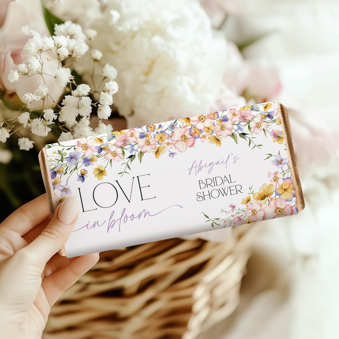 Love in Bloom Bridal Shower Chocolate Bar Candy Bar Wrapper Template ...