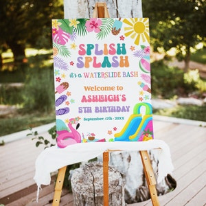Editable Splish Splash Waterslide Welcome Sign- Tropical Theme Summer ...