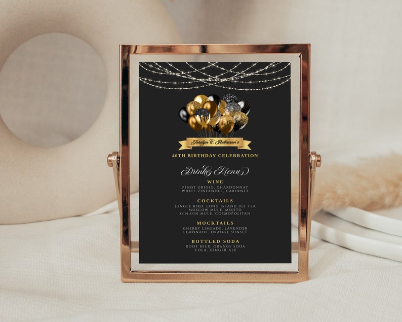 Black and Gold Bar Menu Template Drink Menu Event Menu - Etsy