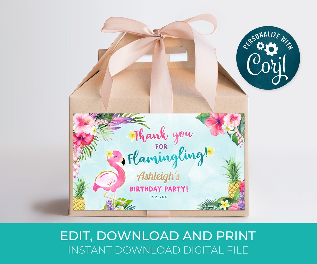 Editable Flamingo Gable Box Templates, Tropical Flamingo Theme Party ...