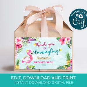 Editable Flamingo Gable Box Templates, Tropical Flamingo Theme Party ...