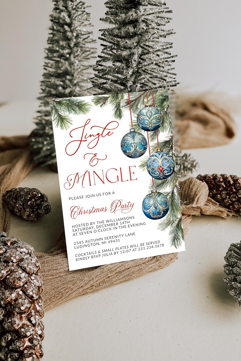 Boho Christmas Party Invitation - Holiday Party Invitation Template ...