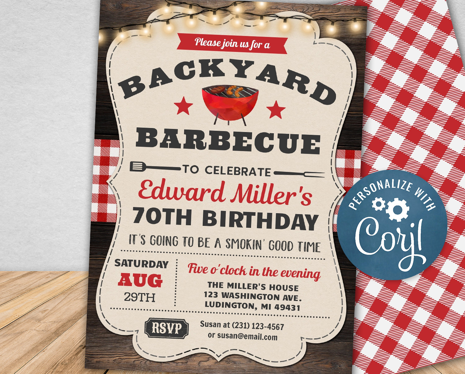 BBQ1 BBQ Party Template Adult Birthday Thank You Digital Instant ...