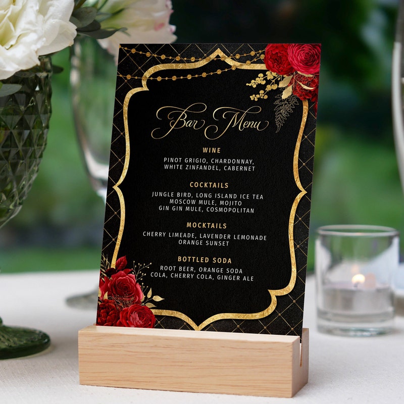 Red Rose Wedding Menu - Etsy
