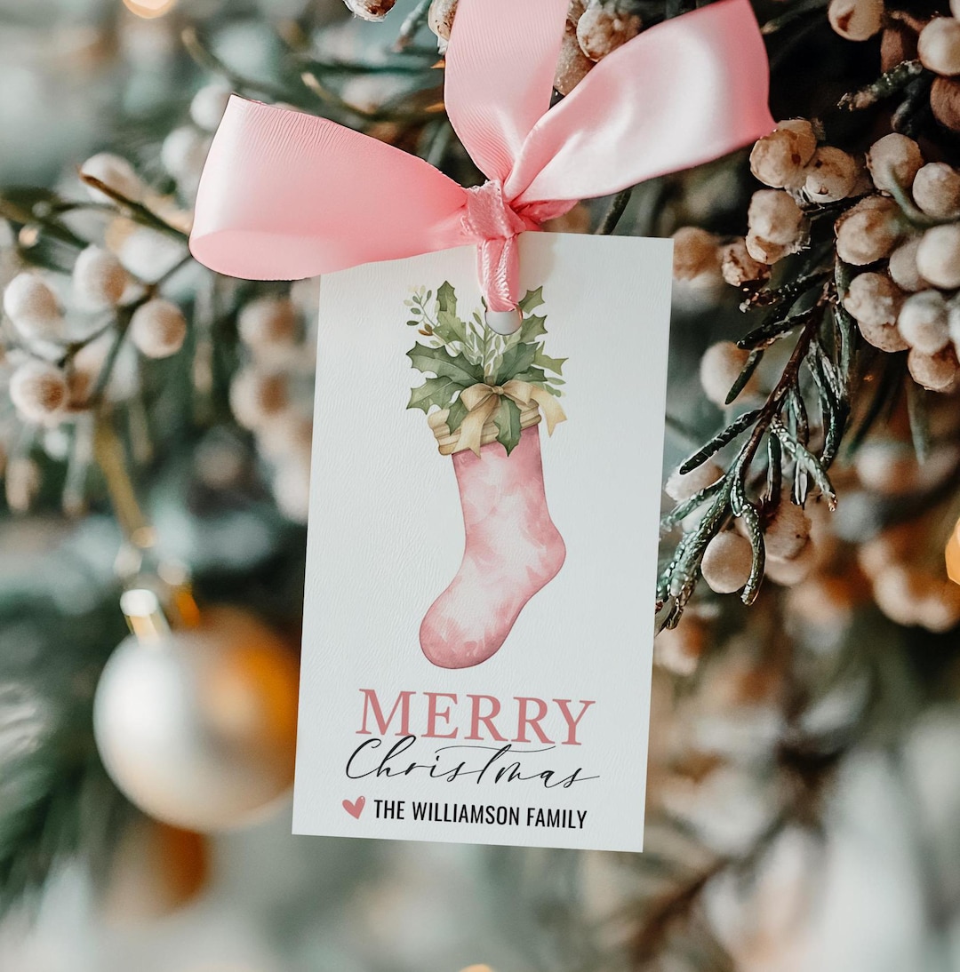Editable Christmas Gift Tag Template - Cute Personalized Boho Ribbon ...