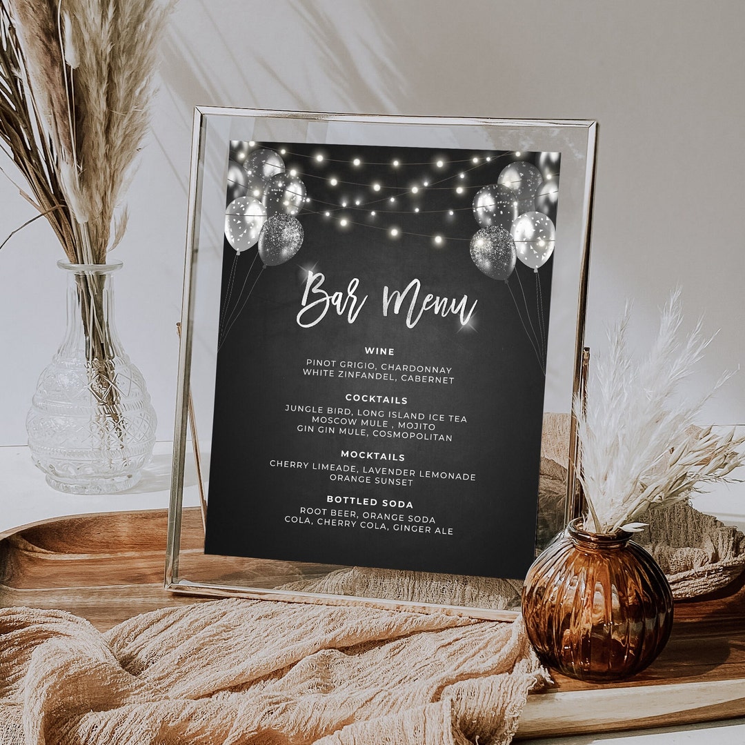 Black and Silver Menu Bar Menu Template - Drink Menu Event Menu ...