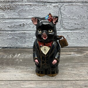 Collectible Relco Redware Ceramic Black Pig Bank Hand Painted Vintage ...