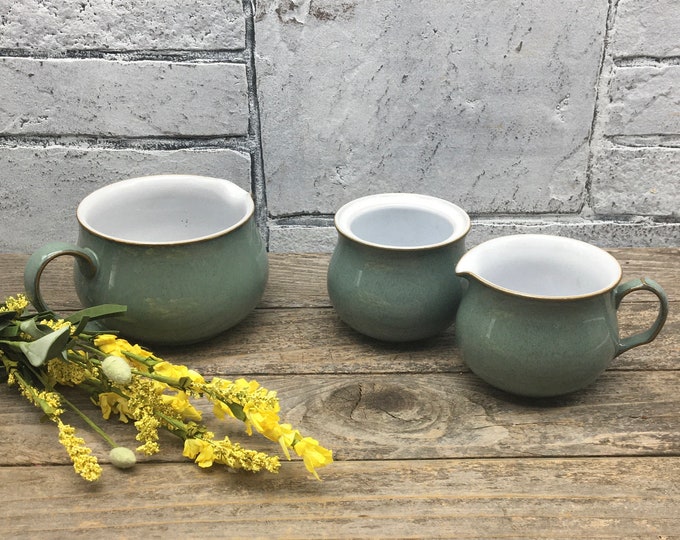 DENBY Langley Coloroll Seafoam Green Sugar and Creamer OR Gravy Boat ...
