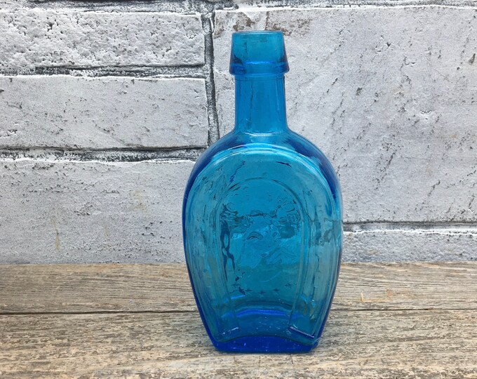 Embossed Blue Glass Bottle Vintage HORSESHOE Bitters Collectible Bottle ...