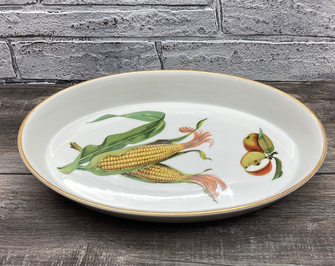 Royal Worcester EVESHAM GOLD Porcelain 12.5" Oval Baking Dish Serving ...