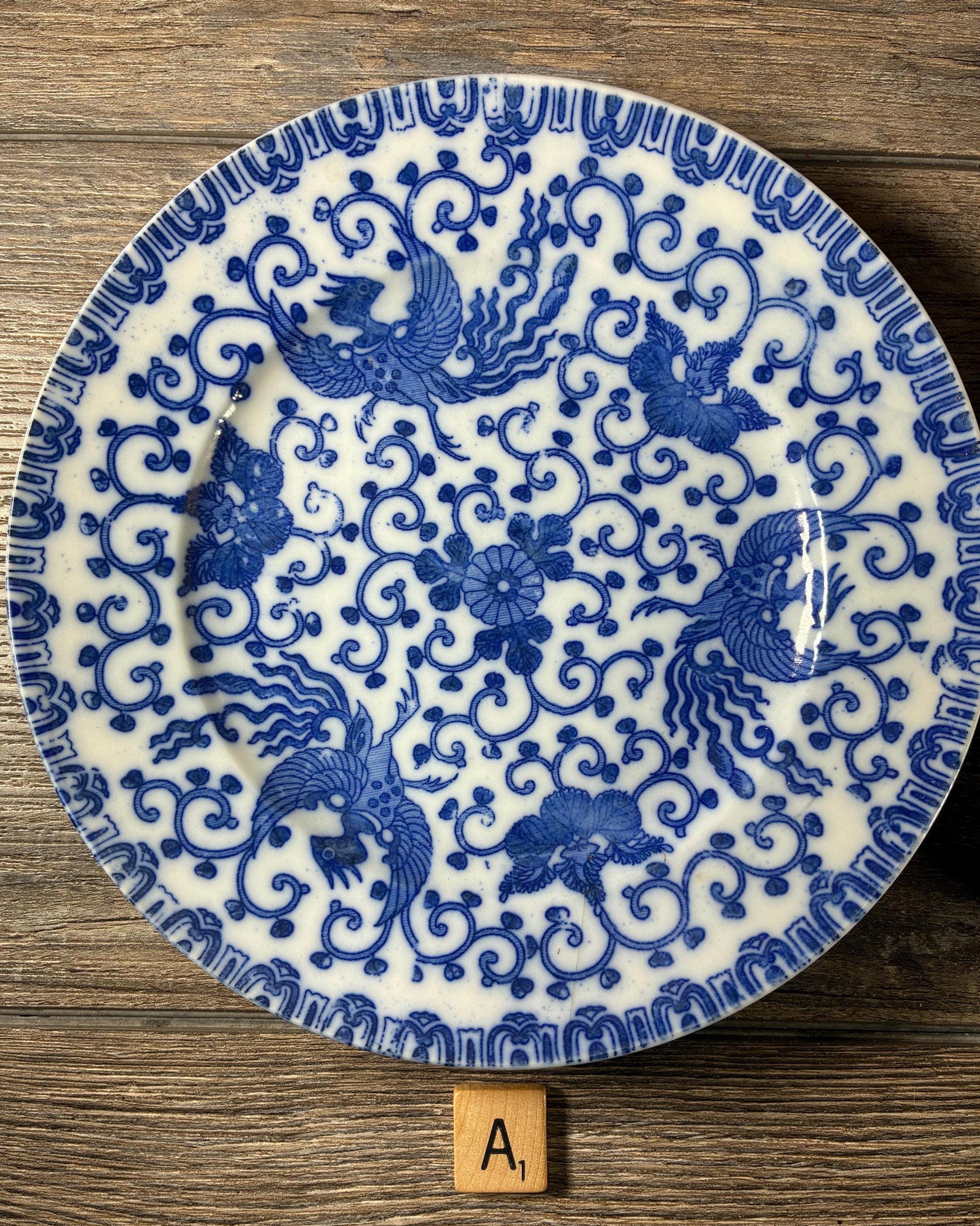 Vintage Phoenix Ware Plate: DINNER Plates Flying Turkey Pattern Blue ...