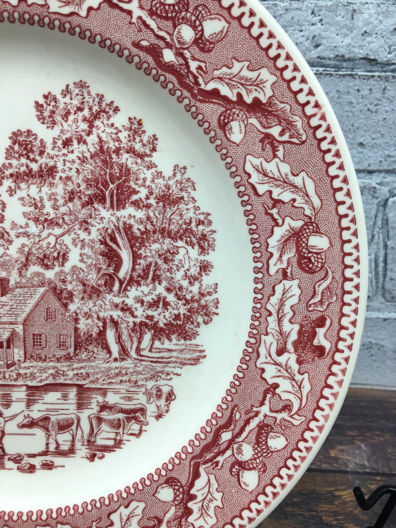 Vintage Royal China Ironstone Red Transferware Plate or Saucers ...
