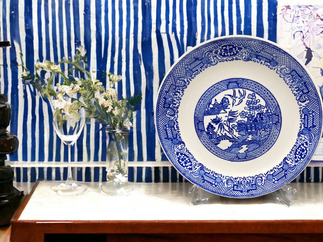 Classic BLUE WILLOW Pattern Ironstone set of 2blue Transferware 10 ...