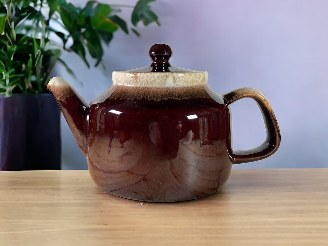 Mccoy Pottery #163 ~ Glazed Dark Brown Drip Design 32 Ounce Teapot Made ...
