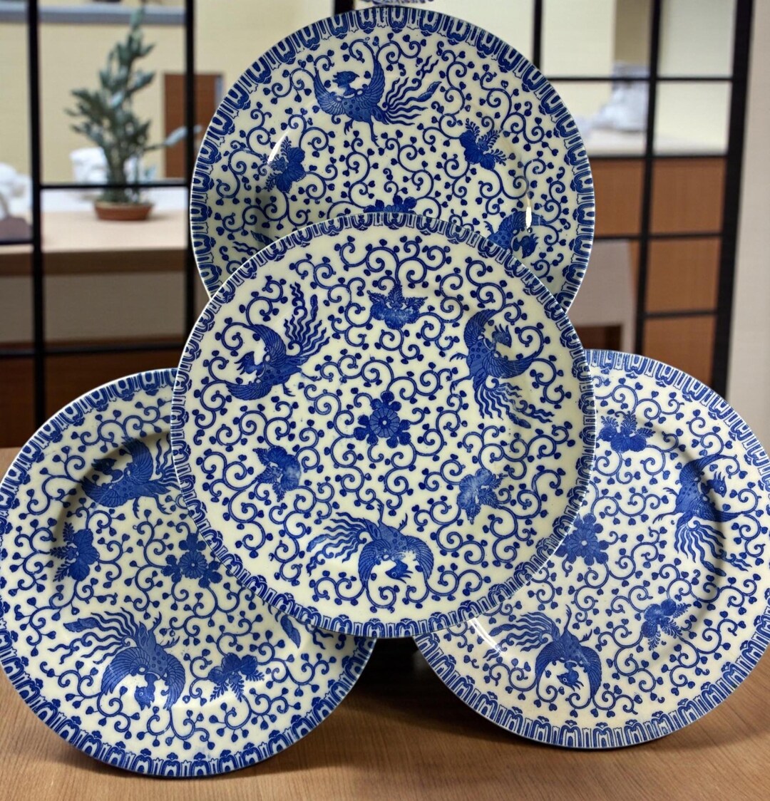 Vintage Phoenix Ware Plate: DINNER Plates Flying Turkey Pattern Blue ...