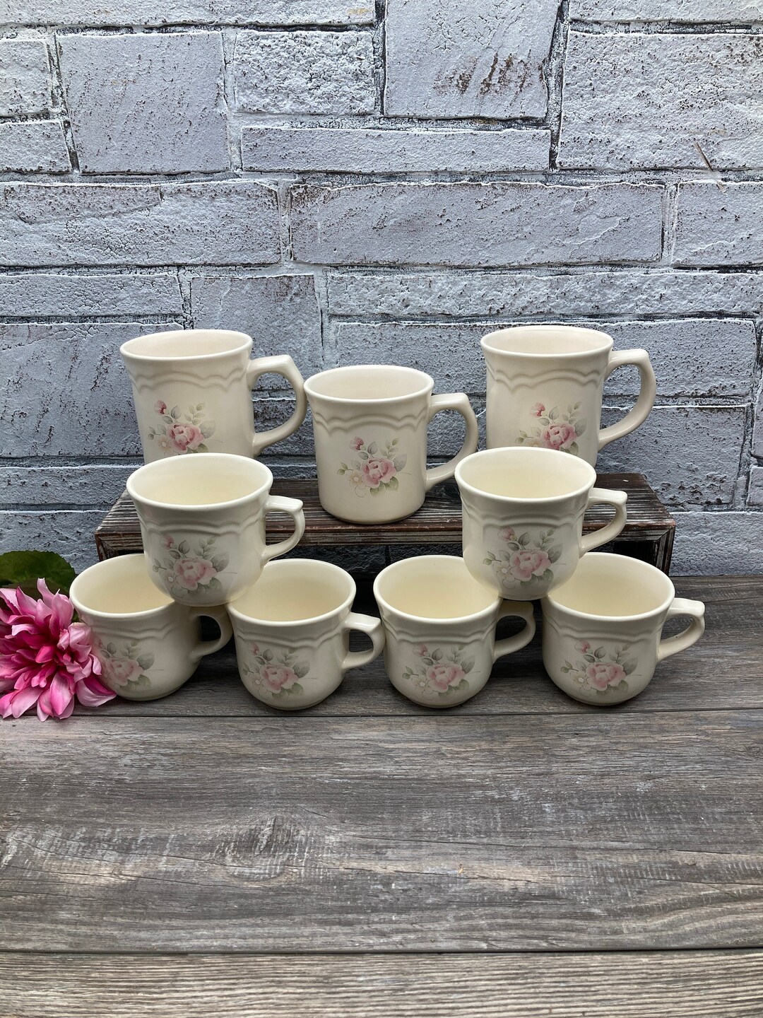 1980s Pfaltzgraff "tea Rose" Pattern Choose: Set of Two Flat Cups OR ...