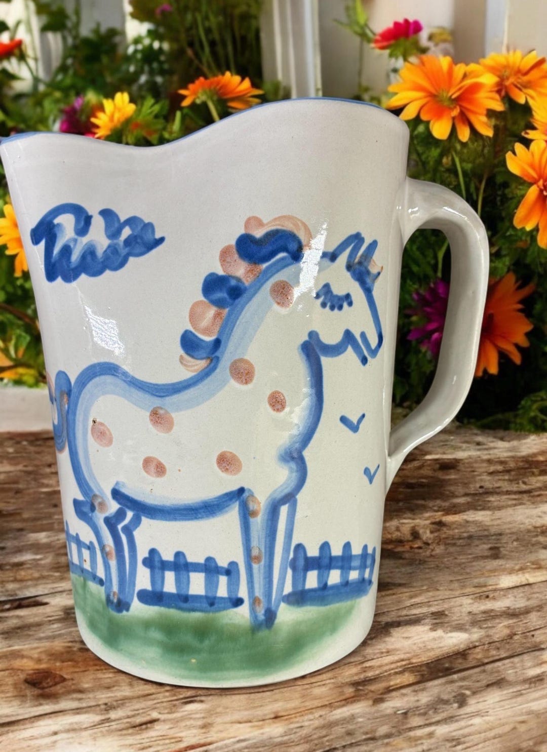 RARE ~M.A. Hadley Pottery Hand Painted Artist Signed 64 Oz Pitcher W ...