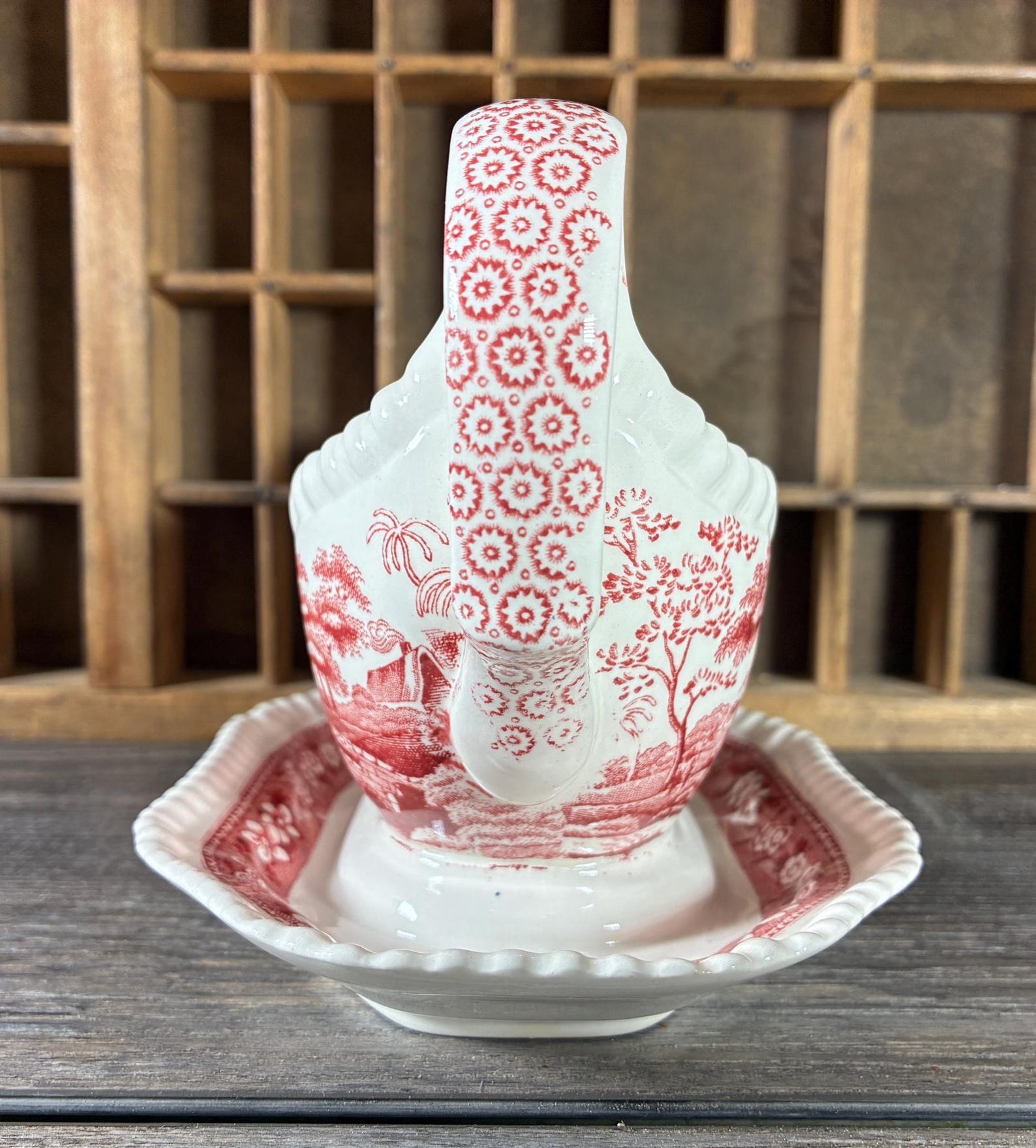 Rare Copeland Spode's Tower Gravy Boat: Antique Pink Transferware ...