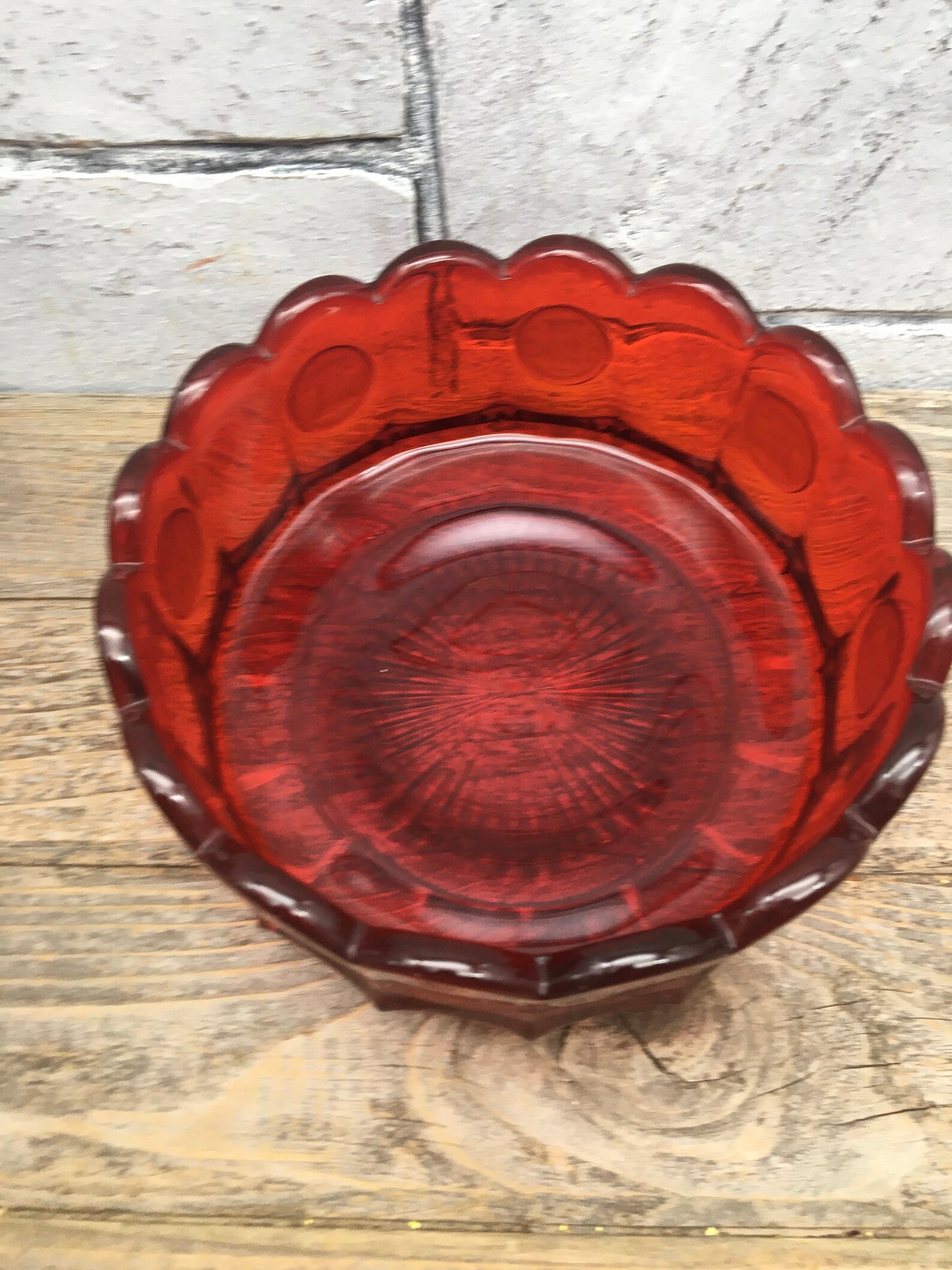 Vintage Fostoria Glass Company Ruby Red Round Bowl Americana | Etsy