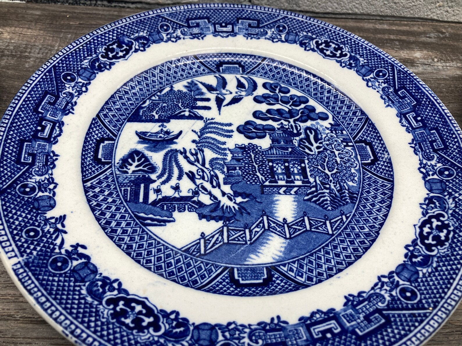 Blue Willow Plate Collection Blue Transferware Wall Display - Etsy
