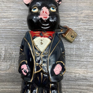 Collectible Relco Redware Ceramic Black Pig Bank Hand Painted Vintage ...