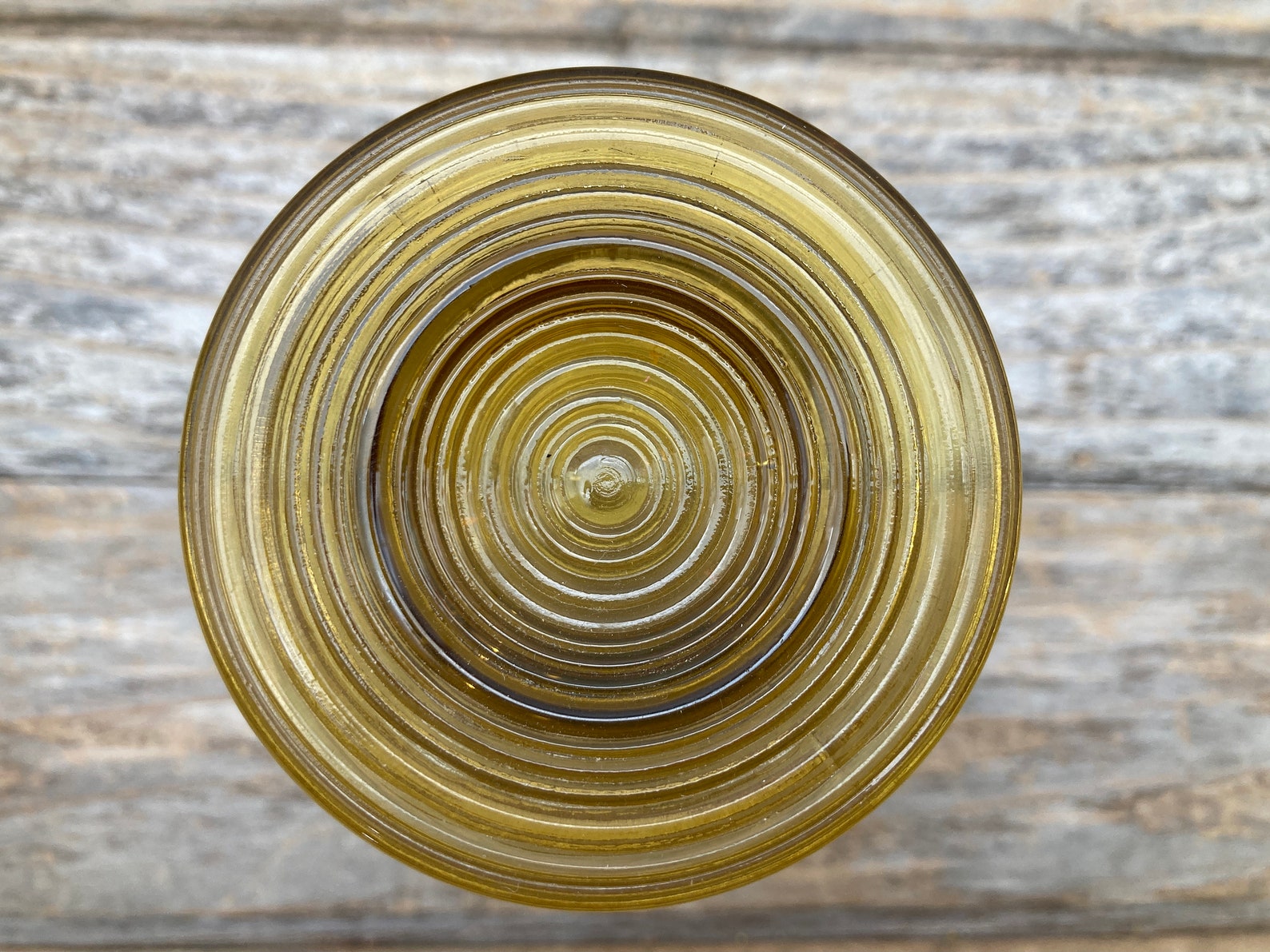 UNIQUE Amber Footed Vintage Glassware Horizontal Ribbing Retro | Etsy