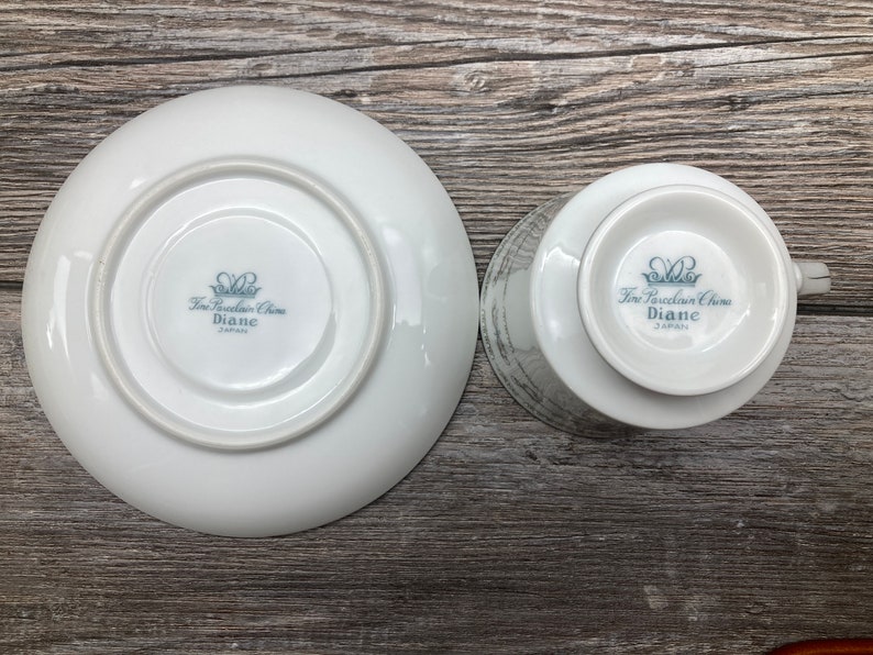 DIANE Pattern Fine Porcelain China set of 2 Cups and Saucers - Etsy