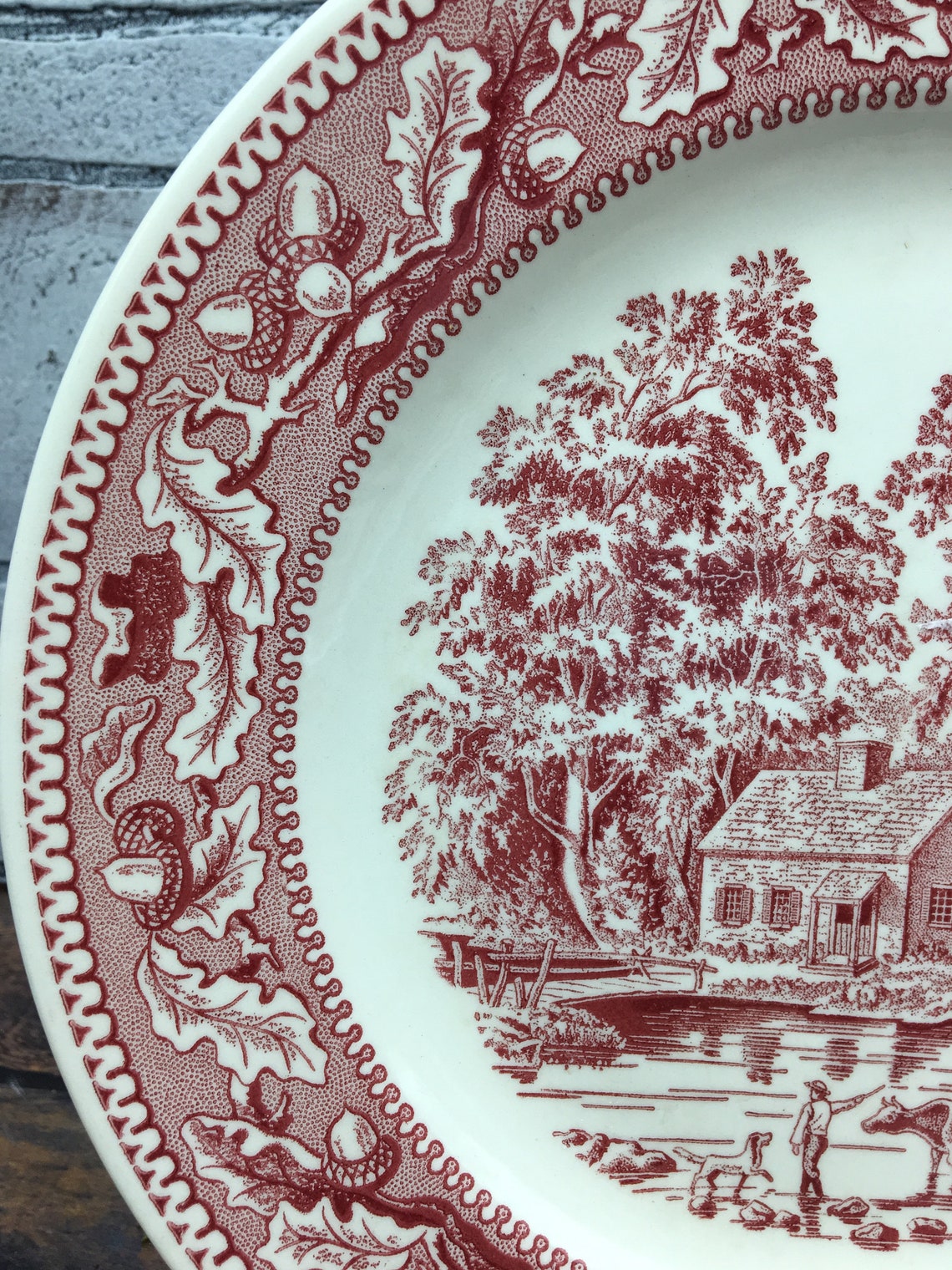 Vintage Royal China Ironstone Red Transferware Plate or Saucers ...