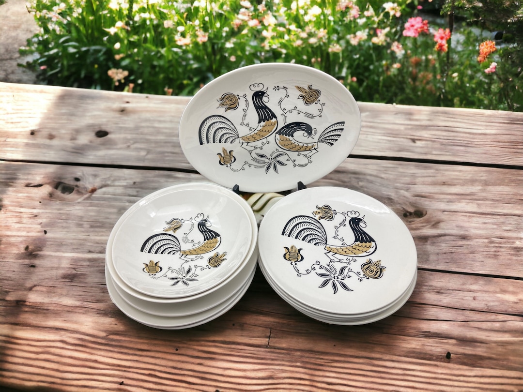 MCM Royal China Rooster Dinnerware: Usa-made Farmhouse Kitchen Decor - Etsy