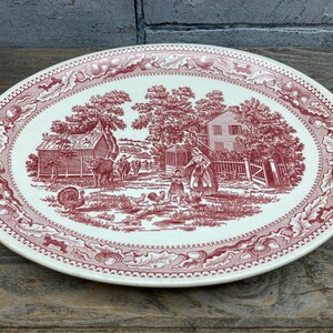 MEMORY LANE Vintage Royal Ironstone Red Transfer Ware 13 Oval Platter ...