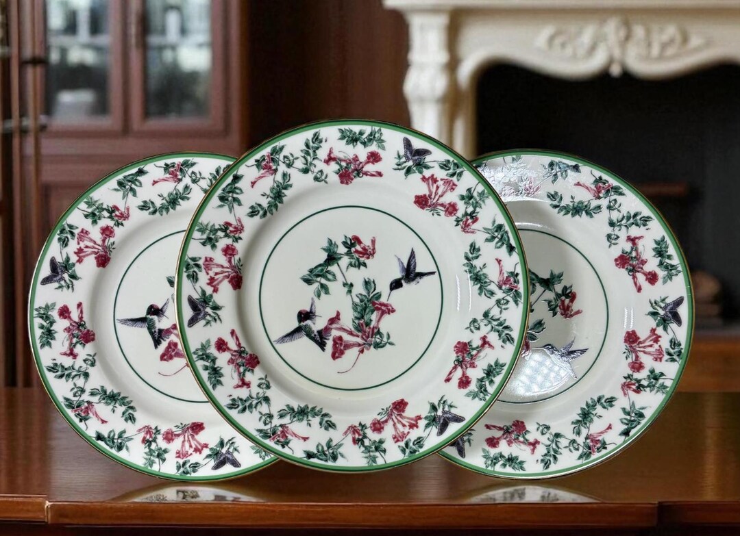Hummingbird & Flower Plates - National Wildlife Federation Set of 3 - Etsy