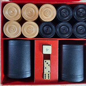 Vintage HORN Mccrillis Backgammon Equipment no Board Original Box 1960s ...
