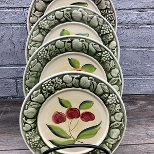 PIZZATO Pottery Plate: Handmade Hand-painted Fruit Motif, Embossed Edge ...