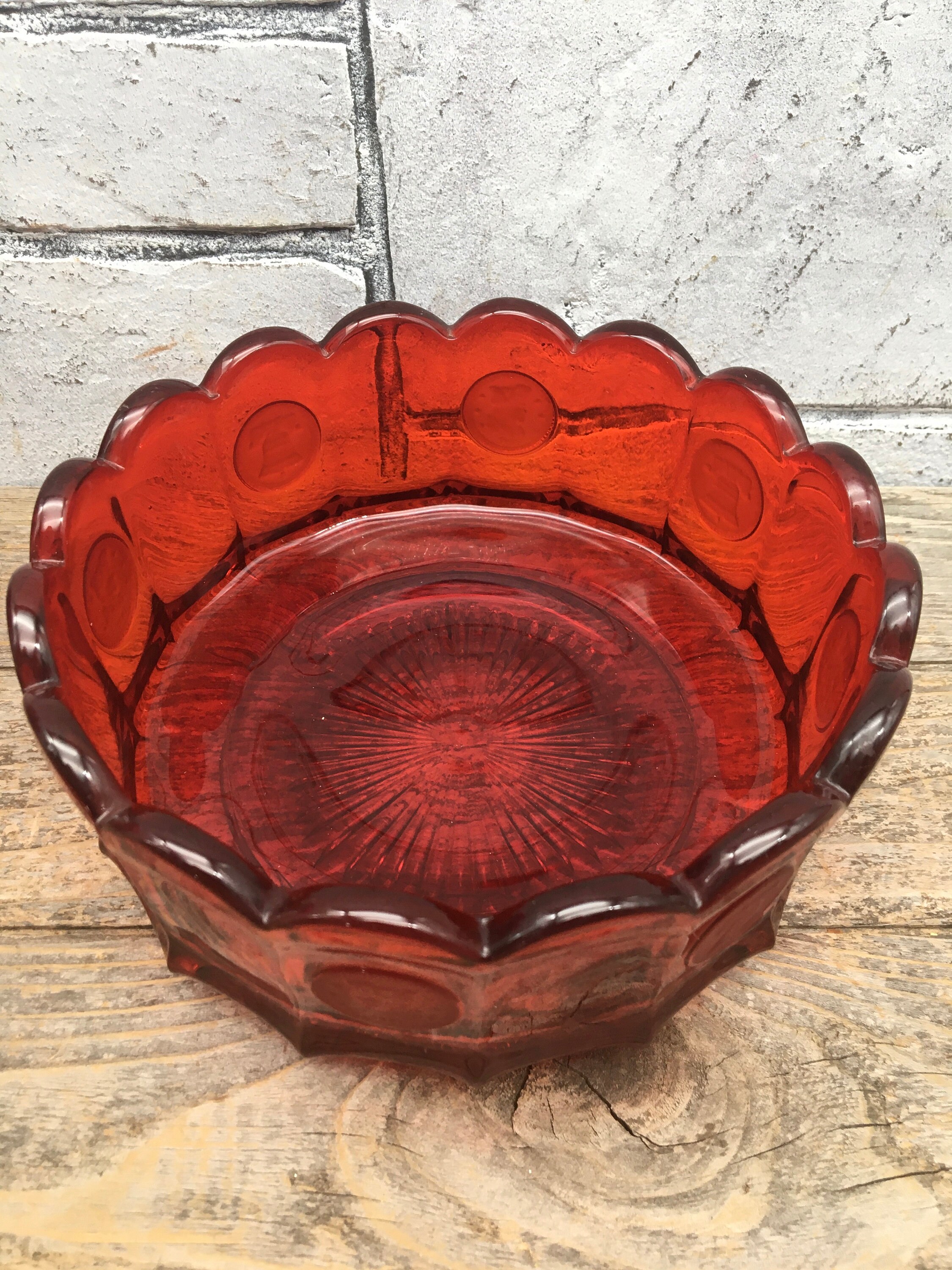 Vintage Fostoria Glass Company Ruby Red Round Bowl Americana | Etsy