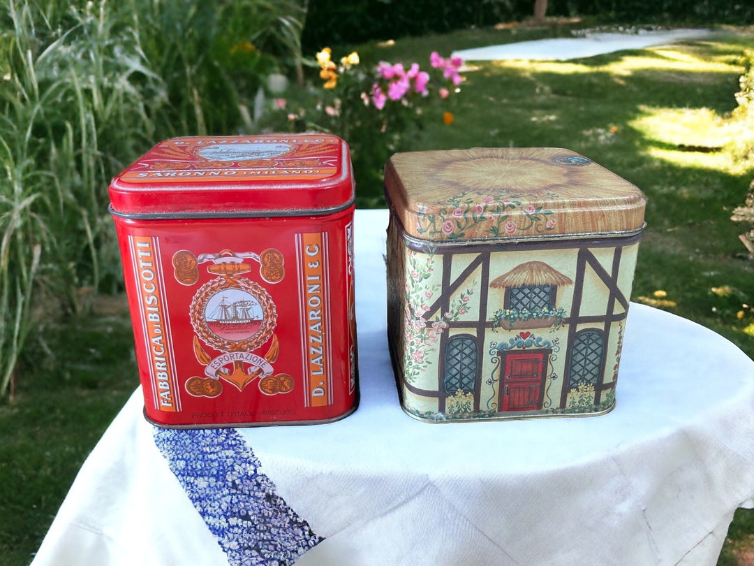 D LAZZARONI & Co Advertising Tin / Cottage Tin ~ TWO Vintage ...