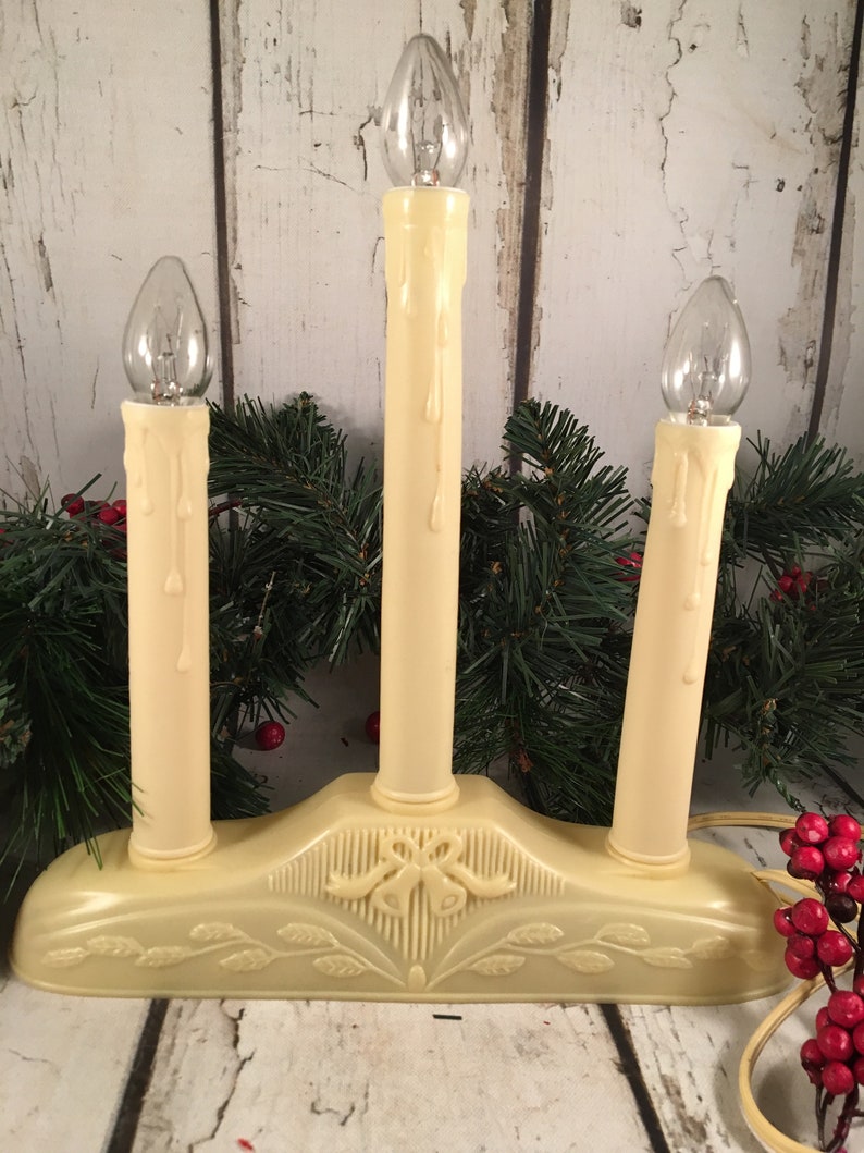 Christmas Window Candles Ivory Color Mid Century Plastic | Etsy