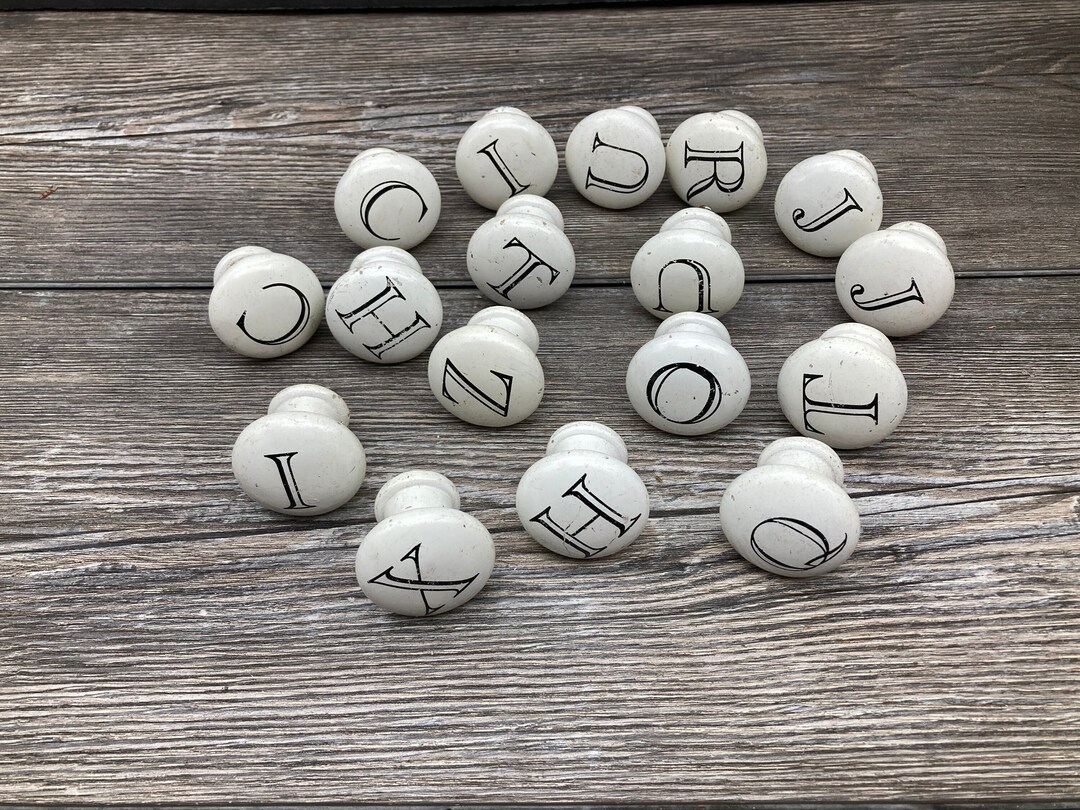 CRAFT SUPPLIES: Drawer Knobs (17) W/letters Drawer Pulls Alphabet Pulls ...