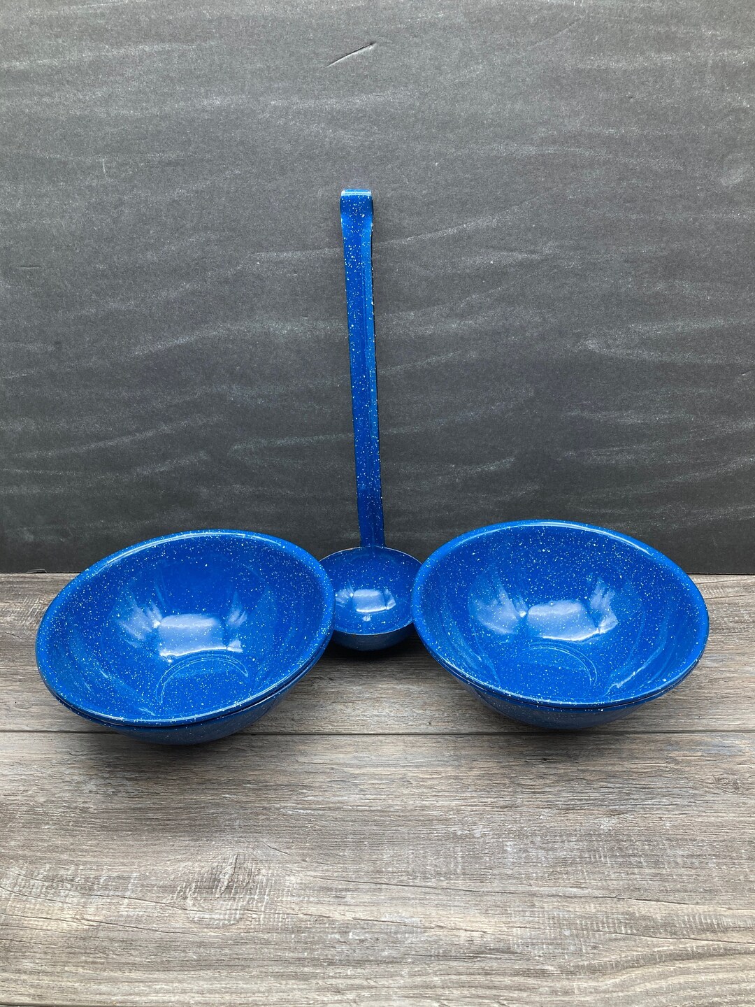 Vintage Royal Blue Enamelware ~two 7.75" Bowls OR Ladle ~ Speckle Ware ...