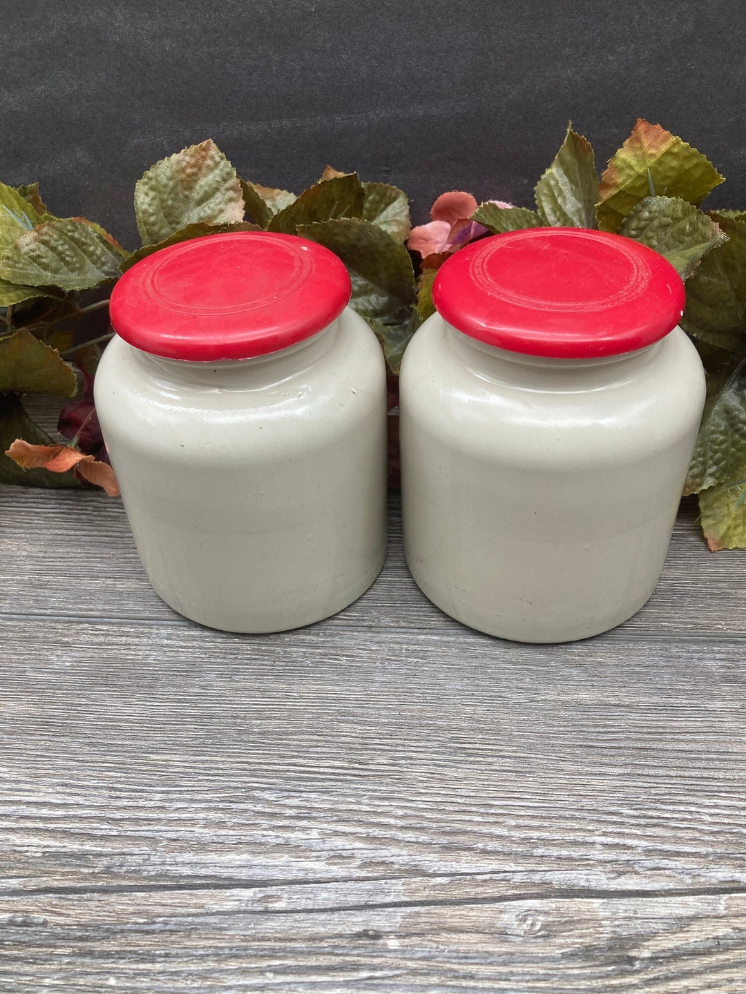 ONE Vintage Mustard Crock, Stoneware Pot, Jar With Lid, Rustic ...