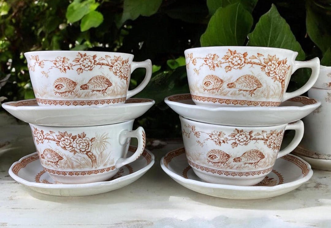 1921 FURNIVALS "quail" ONE Larger Cup/ Saucer Made in England Brown ...