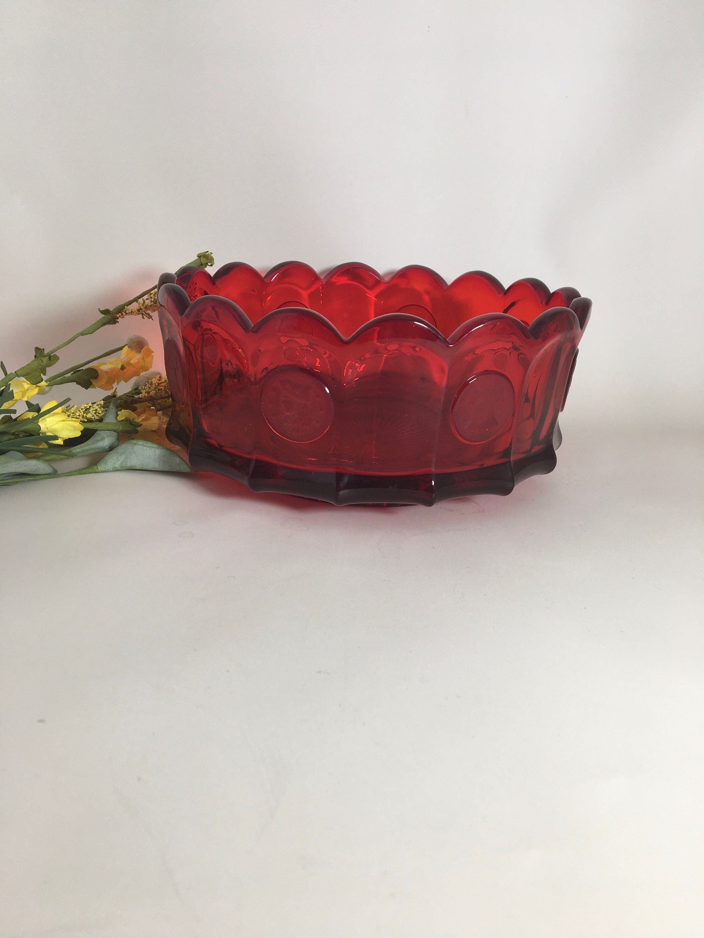 Vintage Fostoria Glass Company Ruby Red Round Bowl Americana | Etsy