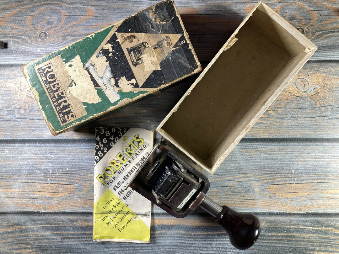 Roberts Numbering Machine ~model 49 Industrial Hand Stamp Retro Office ...
