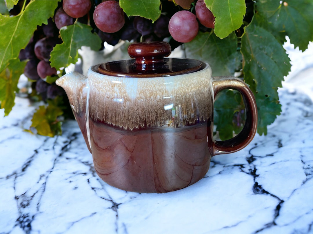 Vintage Mccoy Pottery Teapot: Glazed Brown Drip Design, USA Made - Etsy