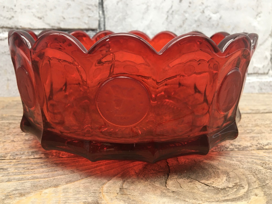 Vintage Fostoria Glass Company Ruby Red Round Bowl Americana | Etsy