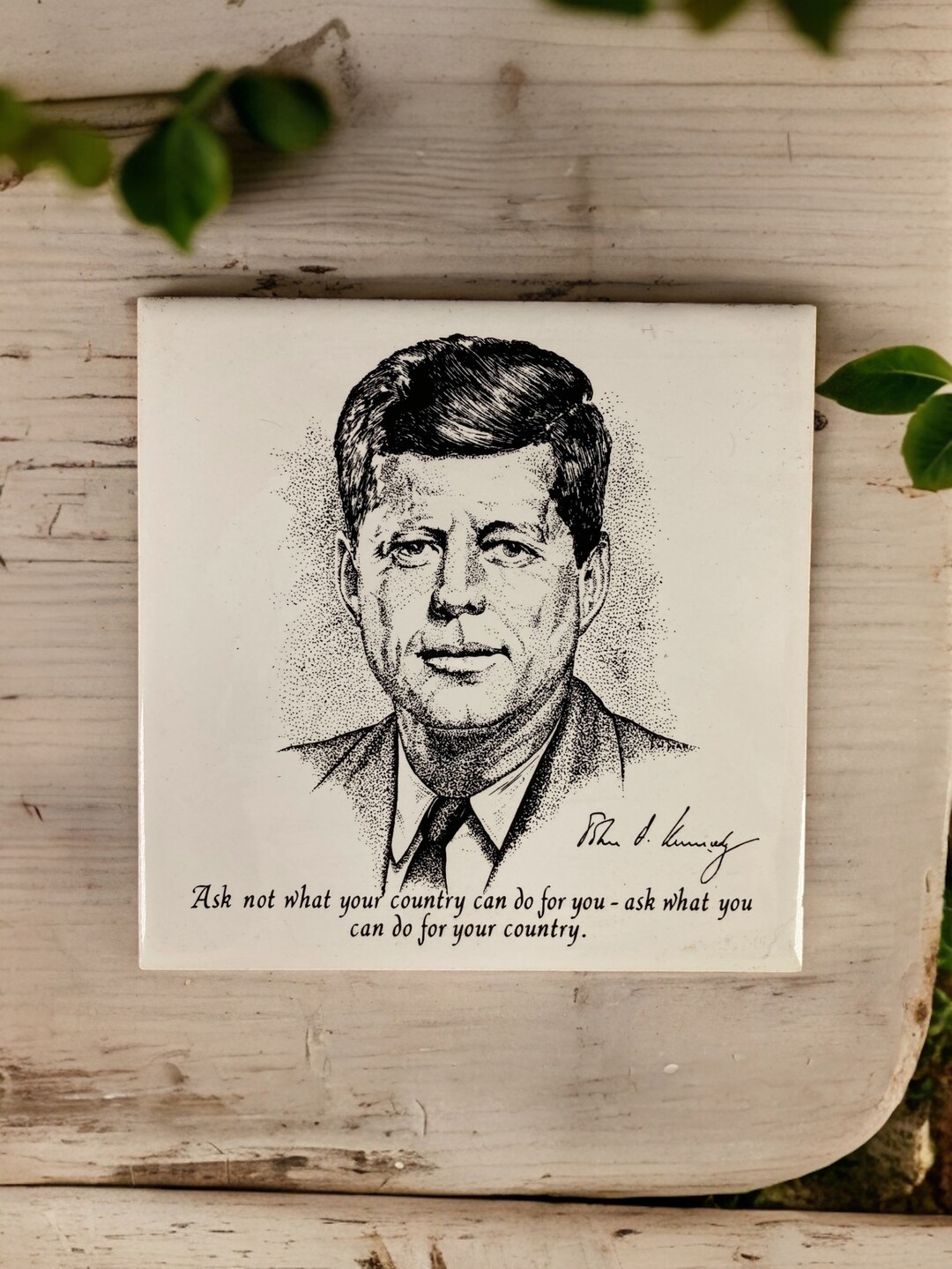 President John F Kennedy Commemorative Ceramic Tile ~hand Decorated by ...