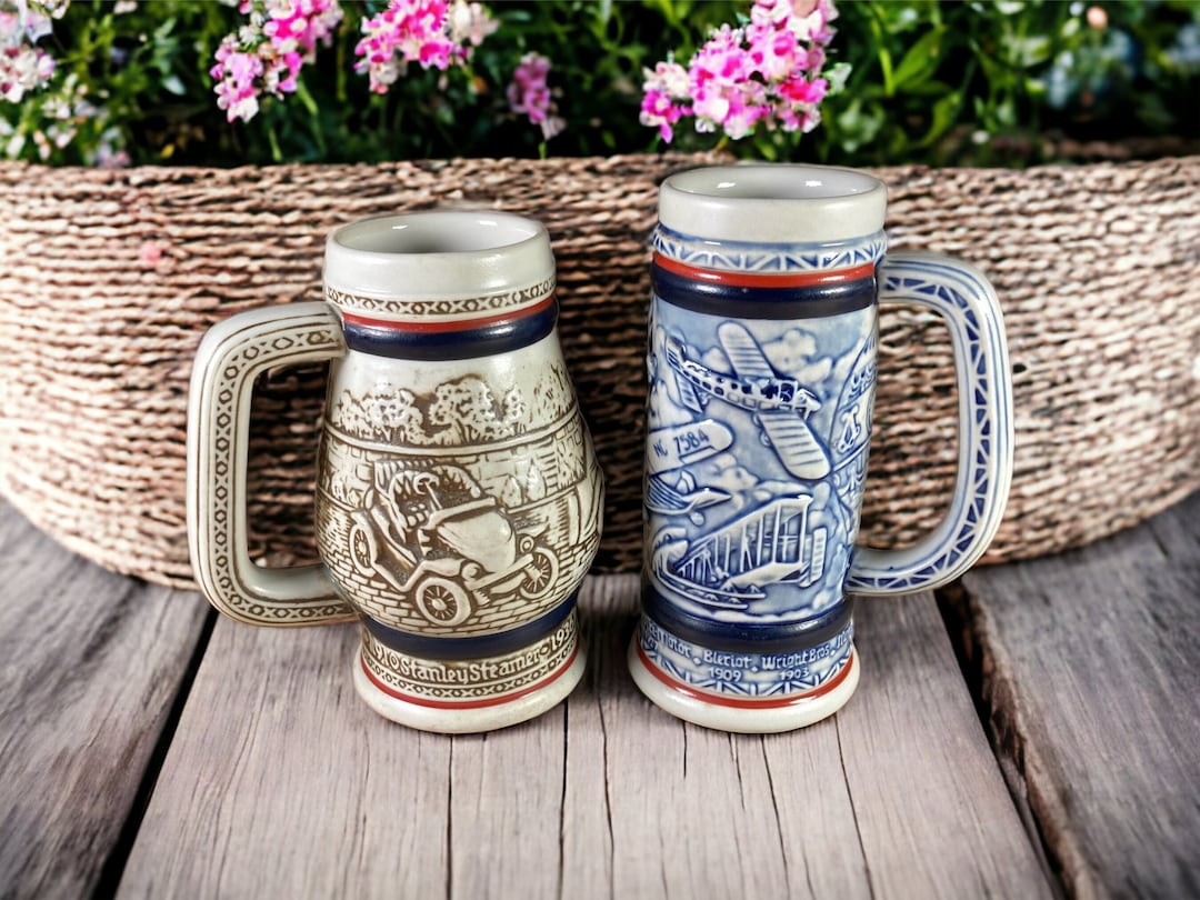 Vintage Avon Stoneware Beer Steins (set of 2): 1982 Aviation & Cars ...
