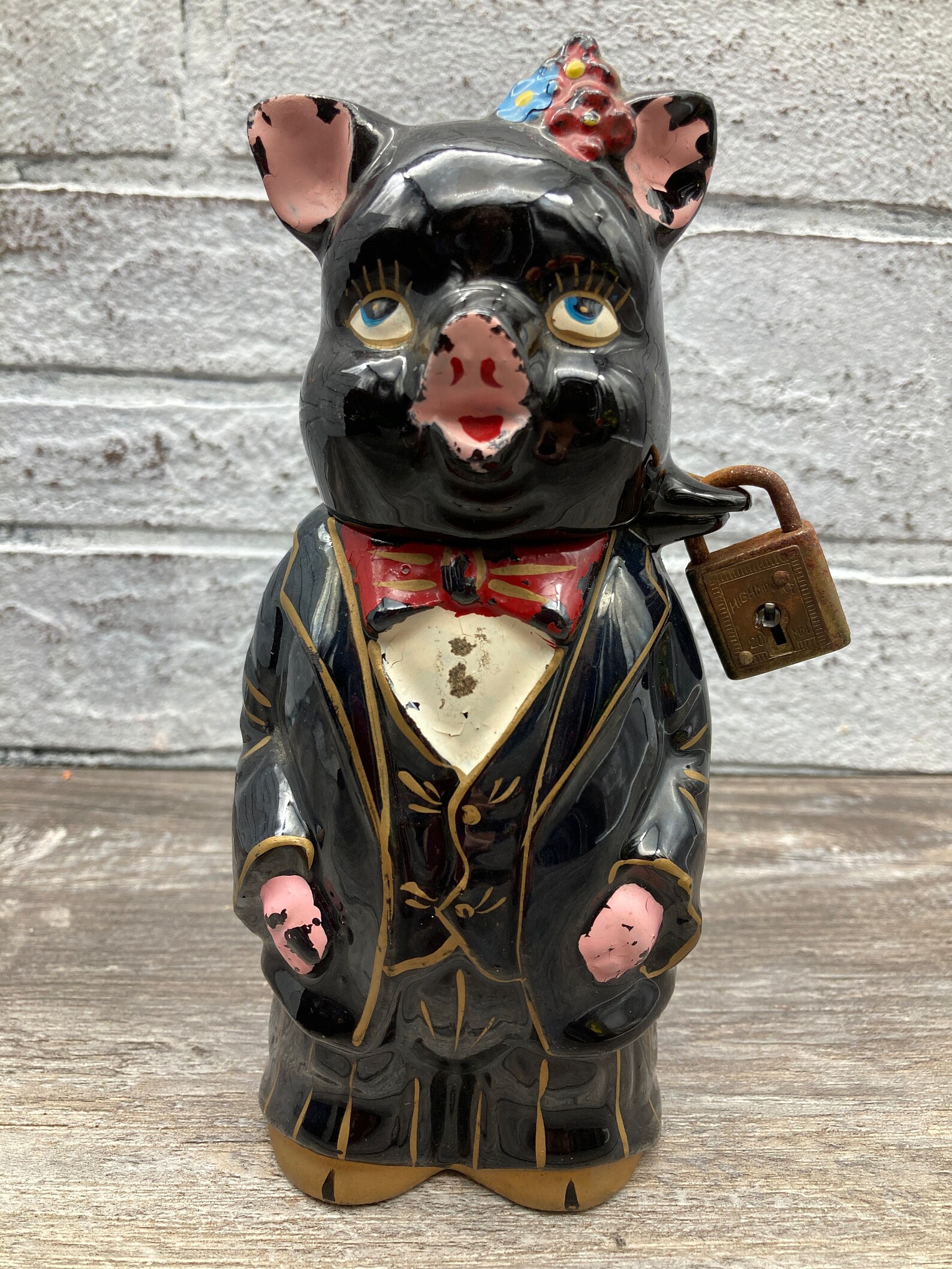 Collectible Relco Redware Ceramic Black Pig Bank Hand Painted - Etsy