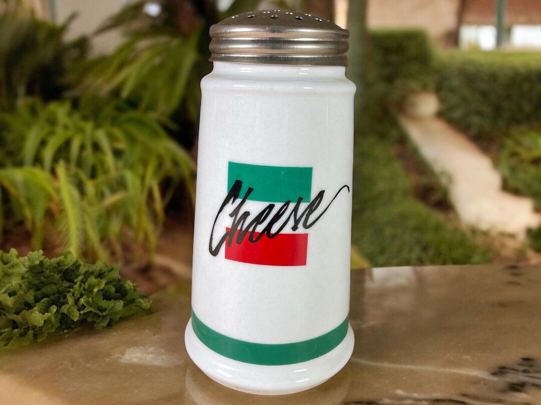 Vintage Pizzeria Style Parmesan Cheese Shaker Italian Flag Tin Screw ...