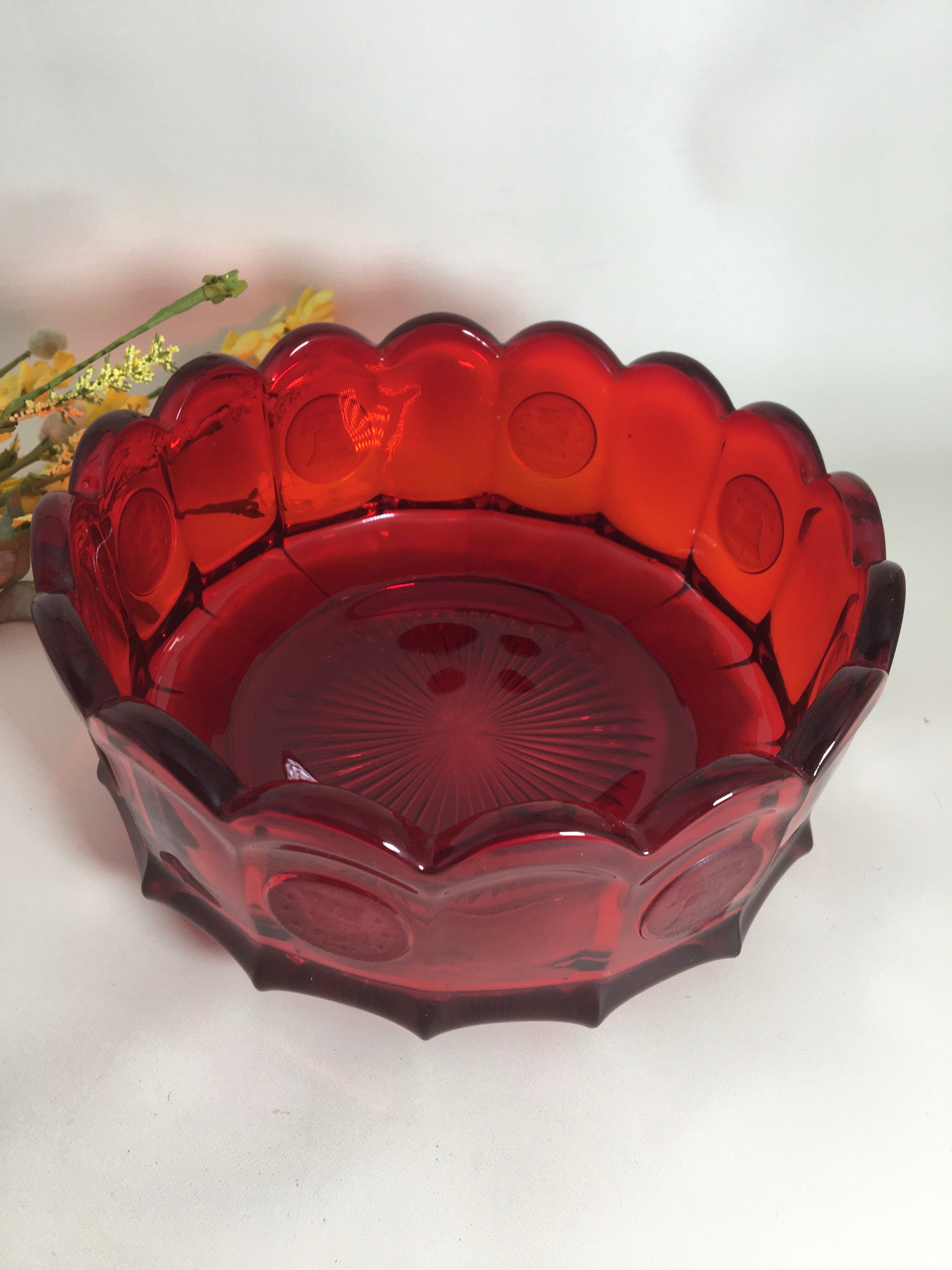 Vintage Fostoria Glass Company Ruby Red Round Bowl Americana | Etsy